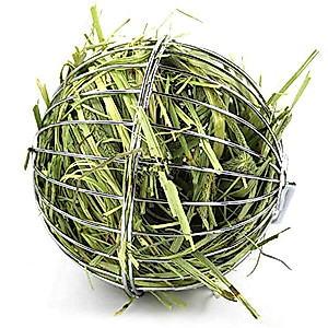 Tfwadmx Rabbit Hay Feeder, Grass Play Hay Ball Chew Toy Stainless Steel Food and Grass Frame Bowls, Small Animals Hay Manger Dispenser for Hamsters Gerbils Chinchillas Guinea Pigs