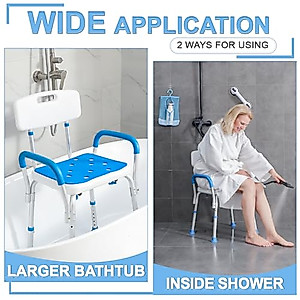 HSA/FSA Eligible Shower Chair with Arms and Back, Padded Shower Seat for Inside Shower with Grab Bar/Toiletry Bag, Tool-Free Shower Seat for Bathtub, Shower Bath Chair for Elderly/Disabled by SOUHEILO