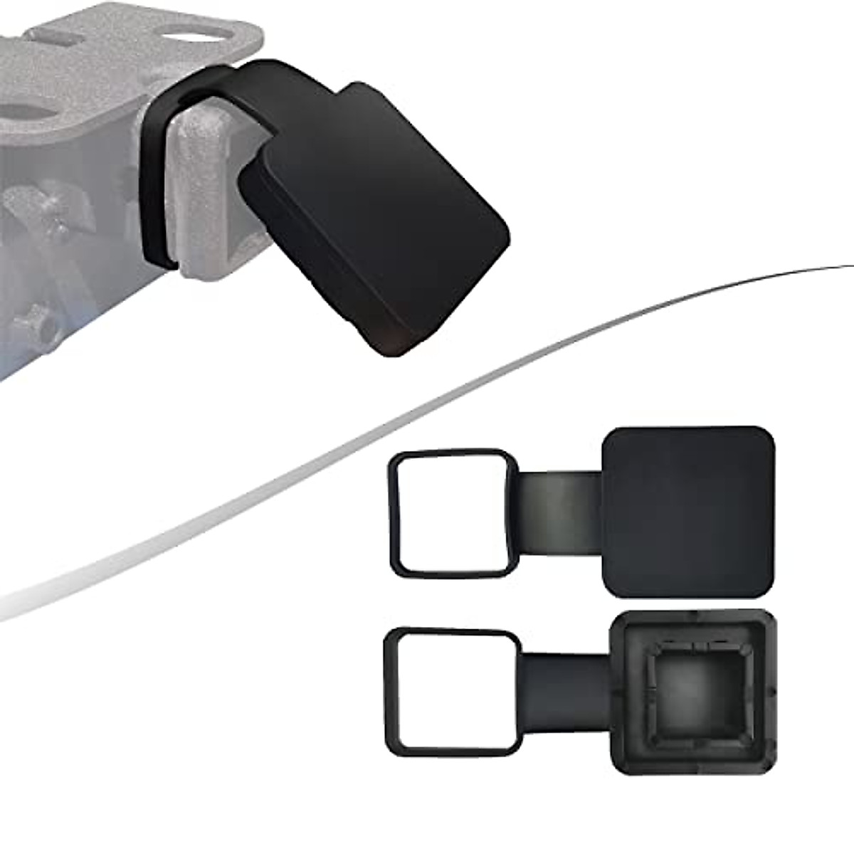 EYOUHZ Trailer Hitch Cover for 2 Inch Universal Receiver Compatible with Pickups Trucks SUVs MPVs Vans Sedans Cars, Tow Tube Plug Rubber Cap 2 Pack（Black