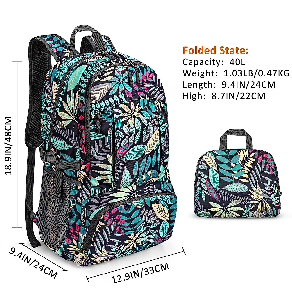 G4Free 40L Lightweight Packable Hiking Backpack, Waterproof Travel Daypack