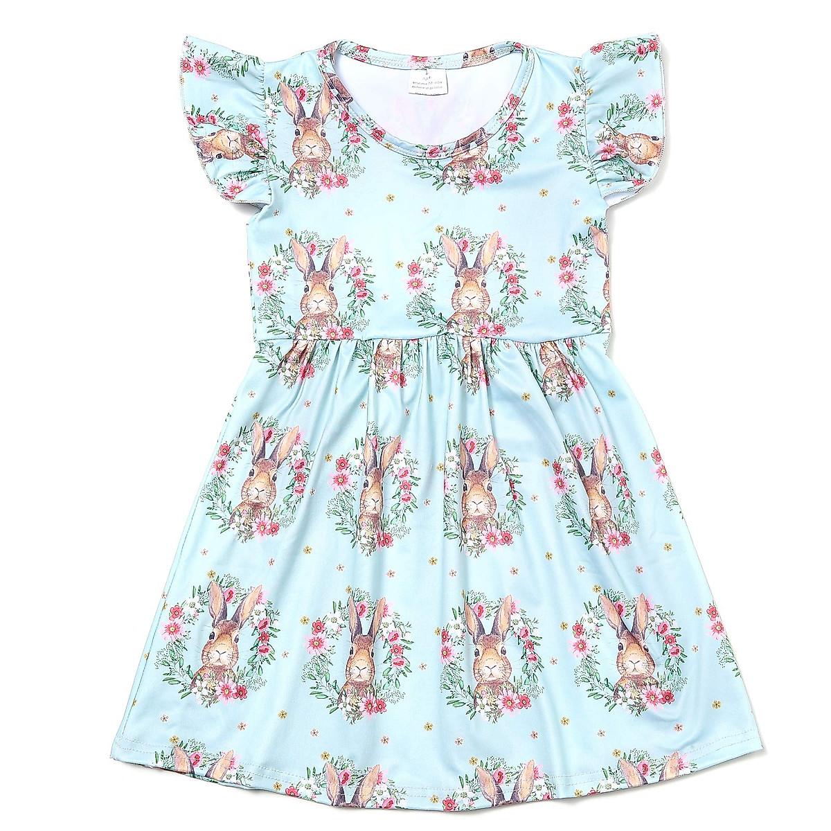 JONGOS Toddler Girl Easter Outfit Short Sleeve Bunny Dress Princess Party Dress Summer Clothes 3-4T