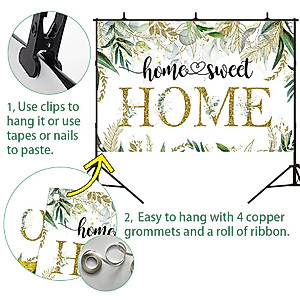 Crefelimas Greenery Home Sweet Home Backdrop Housewarming Decorations Background New House Party Photography Wedding Bridal Shower Copper Grommets Banner