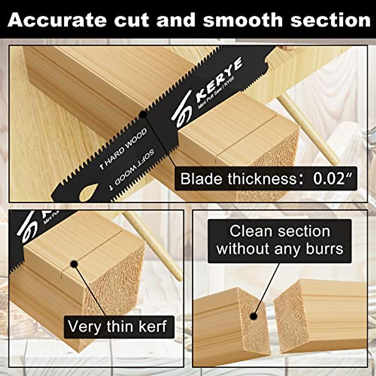 KERYE Mini Hand Saw Woodworking Tools, 6 Inch Japanese Pull Saw with Double Edges of 11/17 TPI, Small Hand Tools Flush Cut Saw for Hardwoods/Softwoods, Light Wood Saw as Gifts for Men/Women-KY05