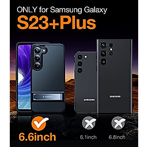 TORRAS MarsClimber for Samsung Galaxy S23 Plus Case, [3-Way Stand][MIL-STD Protection] Protective Translucent Matte Hard Back & Soft Silicone Edge Phone Case for Samsung S23 Plus Case 5G, Black