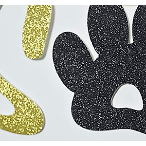 Let's Pawty Banner Sign Garland for Pet Birthday Party Decor Dog Pawty Photo Prop Backdrop (Gold)