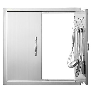 VEVOR BBQ Access Double Door, 24W x 24H Inch Outdoor Kitchen, Stainless Steel Flush Mount, Double Wall Vertical With Handles and Hooks, for BBQ Island, Grilling Station, Outside Cabinet