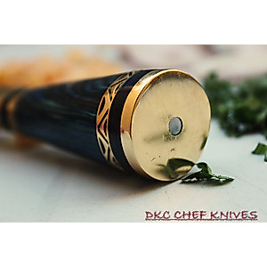 (6 7/18) DKC-533-DS-BL Grand Master Chef Knife Blue Handle Damascus Steel DKC Knives 16.8 oz 12" Long 7.5" Blade (Blue Handle Damascus Blade)