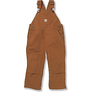 Carhartt Little Boys' Toddler Canvas Bib Overall, Carhartt Brown, 2T