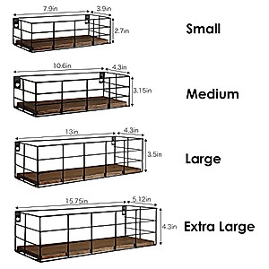 Fixwal Hanging Floating Shelves, 4 Sets of Wall Mounted Shelves for Wall Storage, Hanging Storage Shelf for Bathroom, Living Room, Bedroom, Kitchen (Paulownia)