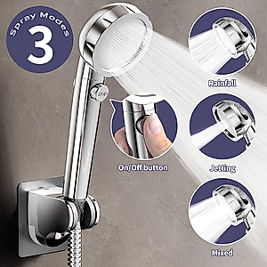 HOWUWEY Sink Hose Attachment for Faucet with 5 Adapters, Tub Faucet Sprayer Attachment, 3 Spray Modes Shower Head with ON/OFF Button, Filtered Shower Sprayer Attachment for Tub Faucet (Chrome)