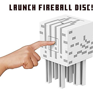 Mattel Minecraft Toys, Fireball Ghast Action Figure with 10 Shooting Discs & Changing Expression, Collectible Toy Inspired by the Video Game