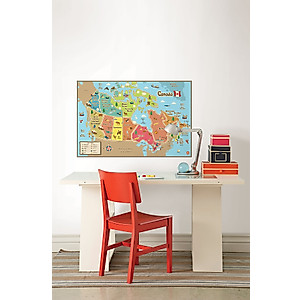 WallPops WPE1391 Kids Canada Dry Erase Map Decal, Multicolor, 24 x 36 Inch