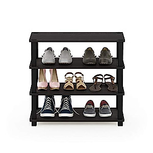 Furinno Turn-S-Tube 4-Tier Shoe Rack, Espresso/Black