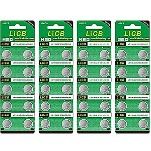 LiCB 40 Pack LR1130 AG10 Batteries 1.5V Alkaline Button Cell Battery