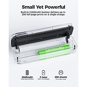 paperang Portable Thermal Printer Supports A4 Paper for Mobile Monochrome Prints, Wired Printing for Windows & macOS via USB and Wireless Printing for iOS & Android Devices via Bluetooth