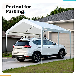 ADVANCE OUTDOOR 10x20 ft Carport Heavy Duty Car Canopy Garage Party Tent Outdoor Portable Boat Shelter, Adjustable Height from 9.5 ft to 11 ft, White