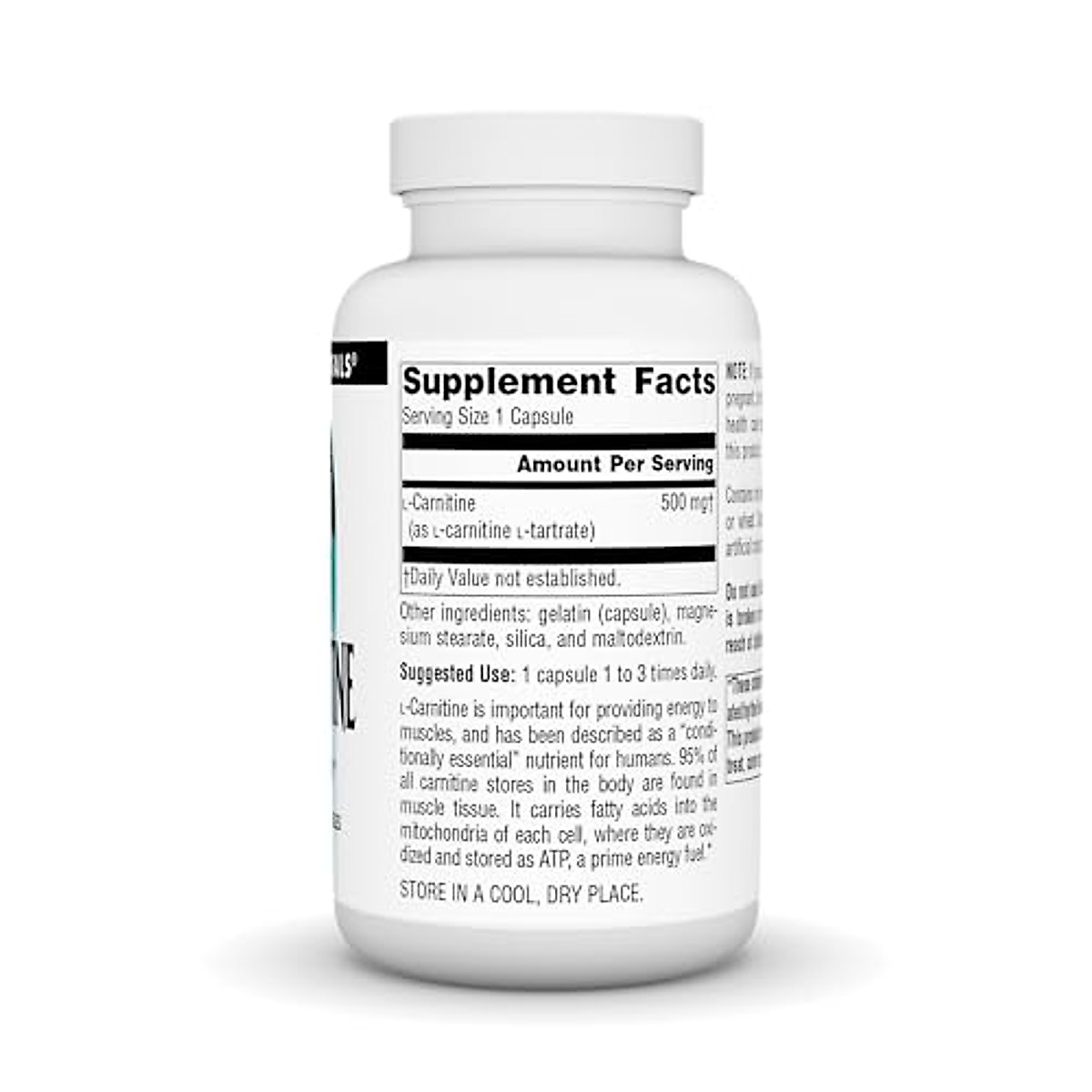 Source Naturals L-Carnitine 500 mg for Metabolic Energy - 120 Capsules