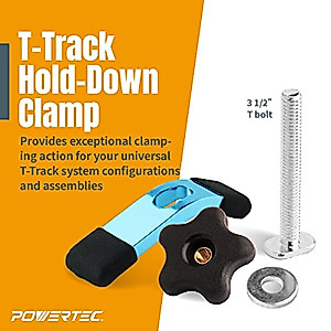 POWERTEC 71389 T-Track Mini Hold-Down Clamp, 3-5/8" L x 3/4" W – 2 Pack