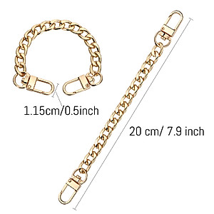 WILLBOND 4 Pcs Purse Chain Strap Purse Strap Extender DIY Flat Chain Strap Handle Bag Accessories Charms Decoration for Purse Handbags Shoulder Bag (Vintage Black, Silver, Gold, Light Gold, 7.9 Inch)