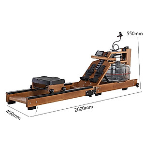 LuusMm Water Resistance Rowing Machine for Home Gym Fitness, Classic Wooden Water Rowing Machine with Monitor for Full Body Exercise Cardio Training,Brown