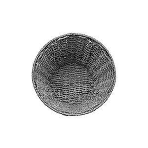 Zuvo [2 Pack] Round Wicker Waste Paper Bin and Basket, Rubbish Basket for Bedroom, Bathroom, Offices or Home (Gray)