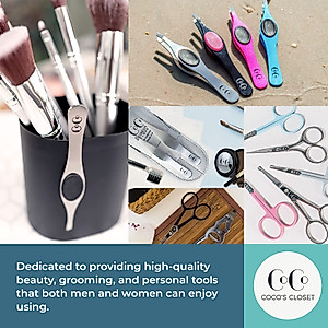 Cocos Tweezers - Surgical Grade Stainless Steel - Slant Tip for Expert Eyebrow Shaping and Facial Hair Removal - with Bonus Protective Pouch - Best Tweezer for Men and Women