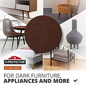 16 Heavy-Duty Felt Furniture Pads 2” 1/4” Thick X-Protector! Round Felt Pads for Furniture Feet - The Best Felt Floor Protectors for Furniture to Prevent Scratches. Protect Your Hard Floor! (Brown)