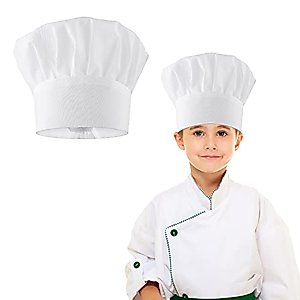 Yolev Chef Hat for Kids Chef Toques Kitchen Chef Caps for Cooking, Baking, Party Favors, Home Kitchen, School, and Restaurant White