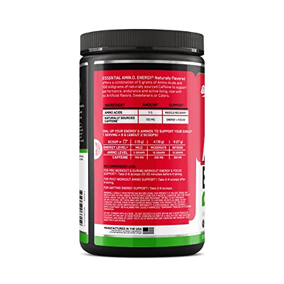 Optimum Nutrition Amino Energy Naturally Flavored Powder, Pre Workout, BCAAs, Amino Acids, Keto Friendly, Green Tea Extract, Energy Powder - Fruit Punch, 25 Servings, 7.94 Ounce (Pack of 1)