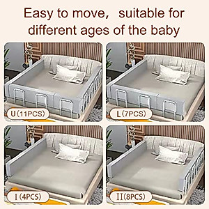 OCBAiLi Bed Rail for Toddlers, 1PC Upgrade Reinforced Bed Guard Rail for Adults, Kids, Twin, Free Combination Children Bed Rail Guard for Full-Size Mattress, Strong Iron Support, Not Falling (Gray)