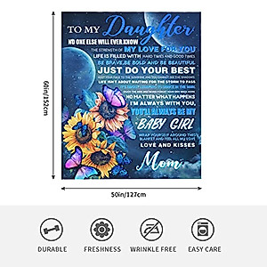 to My Daughter Blanket from Mom, Butterfly Moon Sunflower Ultra-Soft Fleece Flannel Throw Blankets for Warm Birthday Present, Graduation Gift, Thanksgiving Day and Christmas