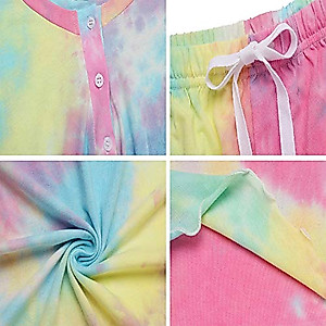 Ekouaer Tie Dye Pajamas Set Womens Loungewear Sleepwear 2 Piece PJ Sets