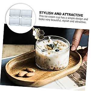 HOMSFOU 4pcs Pudding Baking Mold Ice Cream Bowls Glass Trifle Bowl Glass Clear Container Oven Safe Bowls Ramiken Glass Prep Bowls Glass Kitchen Dessert Cup Ramekins 12 Oz Oven Safe Mini