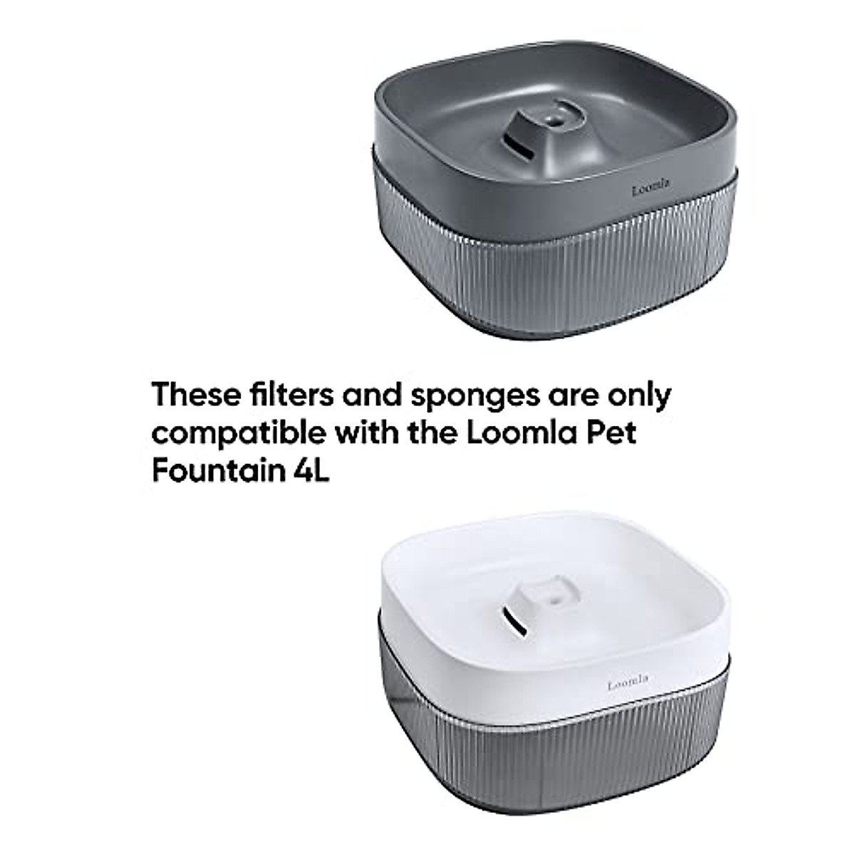 Loomla 4 Pack Replacement Filters & 2 Pack Replacement Pre-Filter Sponges for 135oz/4L Automatic Dog Water Bowl Dispenser Cat Water Fountain (VC1460)