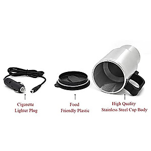Hot Water Kettle Electric, 12V 450ml Electric Car Kettles Stainless Steel Travel Heating Cup Coffee Tea Car Cup Mug with Cigarette Lighter Plug