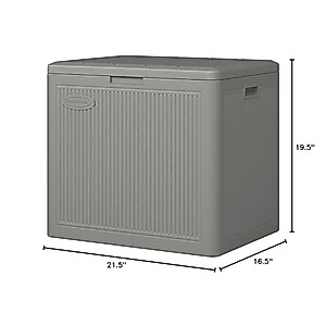 Suncast 22-Gallon Indoor/Outdoor Small Patio Deck Box, Plastic Storage Bin for Lawn, Garden, Garage, & Home Organization, Stoney
