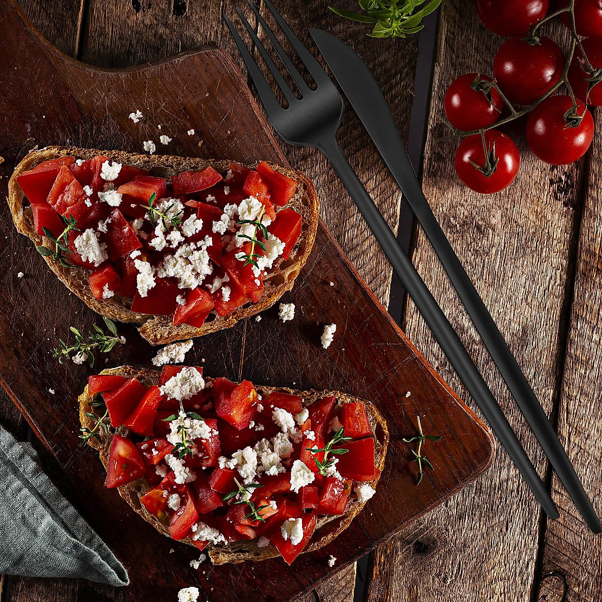 Bettlife Matte Black Silverware Set, Stainless Steel Satin Finish, Flatware Cutlery Set for 4, 20-Piece Spoons and Forks Kitchen Utensil Set, Dishwasher Safe (Matte Black, 20 P)