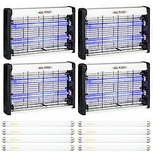 Electric Bug Zapper Indoor Insect Killer with Replacements Bulbs 20W Blue Light Powerful 2800V Attract Fly and Mosquito Traps with Circuit No Load Protection Outdoor Plug in Pest Control (4 Pcs)