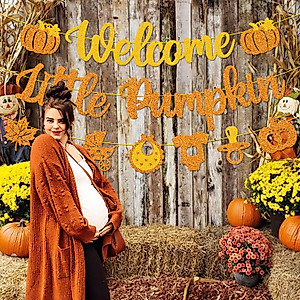 Welcome Little Pumpkin Banner Pumpkin Baby Shower Party Decorations for Baby Boy Girl Autumn Happy Fall Thanksgiving Gender Reveal Party Supplies