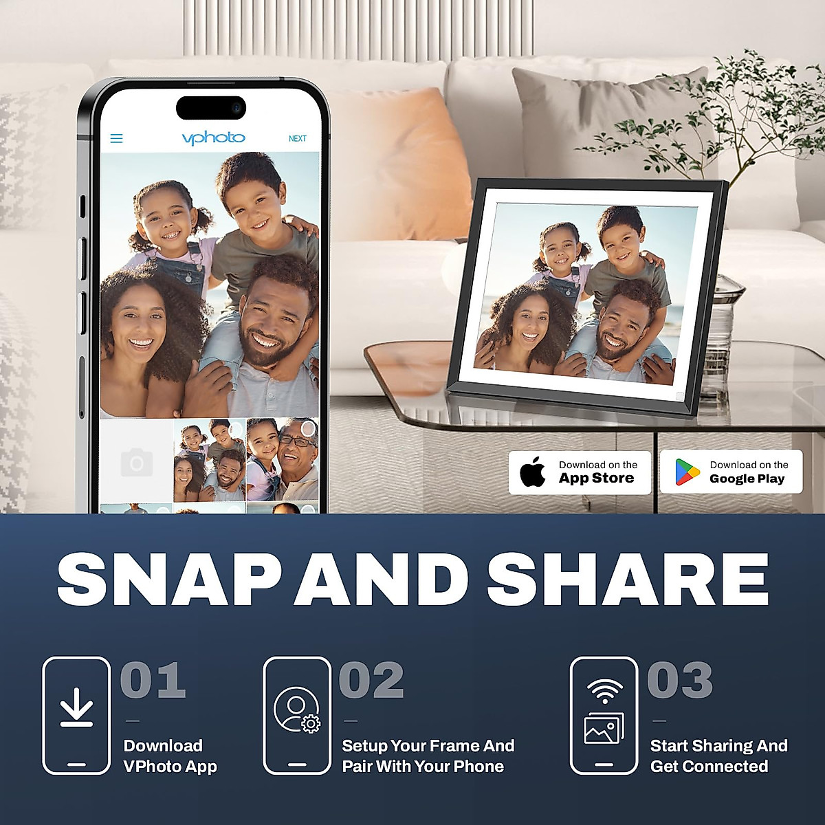 Arktronic 2K WiFi Digital Picture Frame 32GB, Digital Photo Frame 2048x1536 IPS Touch Screen, Electronic Picture Frame Auto-Rotate, Instantly Share Photos/Videos via App & Email, Gift for Mom, Black