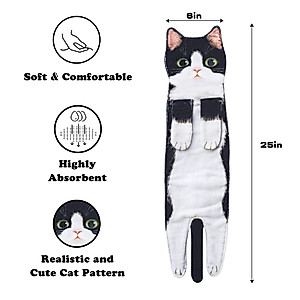 Cat Hand Towels for Kitchen Bathroom - Cute Cat Decor Gadgets - Hanging Soft Absorbent Hand Face Towel - Funny Birthday Mothers Day Housewarming Holiday Unique Gifts for Women Mom Lady Cat Lovers