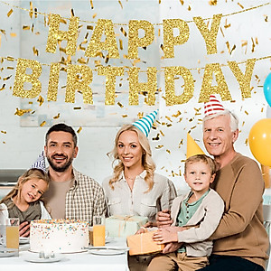 116 Pcs DIY Glitter Customizable Banner Kit Custom Banner Including 111 Letters and Numbers 3 Rope and 2 Threading Device for Personalized Decor for Graduation Decoration Birthday Banner (Golden)