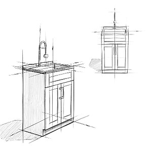 SIMPLIHOME Hennessy Contemporary 24 Inch Deluxe Laundry Cabinet with Faucet and Stainless Steel Sink in Pure White, For the Laundry Room and Utility Room