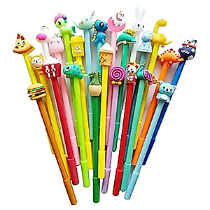 sencoo 24 pack Cute Cartoon Gel Black Ink Pens Assorted Style Writing Pens for Kiddos Birthday Present School Prize Student Gift Fun Girl Pens (black)