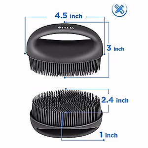 HEETA Hand-Held Body Shower Brush 2-Pack Soft Silicone Body Scrubber for Brushing Gentle Exfoliating Bath Cleansing Bath Brush for Men Women Kids All Kind of Skin (Black & Purple)
