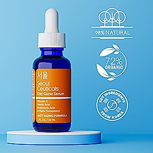 SeoulCeuticals Korean Skin Care Korean Beauty - 20% Vitamin C Hyaluronic Acid Serum + CE Ferulic Acid Provides Potent Anti Aging, Anti Wrinkle Korean Beauty 1oz