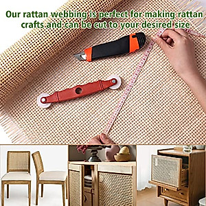 16" Square Shape Width Natural Cane Webbing, Rattan Webbing for Caning Projects, Woven Cane Roll for Furniture, Chair, Cabinet, Ceiling, Basket