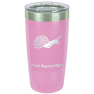 LaserGram 20oz Vacuum Insulated Tumbler Mug, Snail, Personalized Engraving Included (Light Purple)