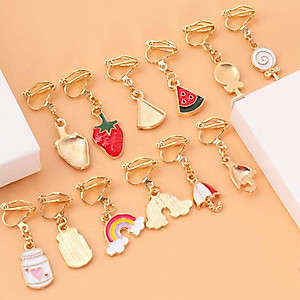 SOTOGO 30 Pairs Cute Clip On Earrings for Girls Play Earrings for Party Favor Kids Dress up Jewelry Lovely Non Pierced Earring Clip on Earrings for Women