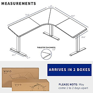 VIVO Electric Height Adjustable 71 x 71 inch Curved Corner Stand Up Desk, Black 4 Section Table Top, Black Frame with Memory Controller, L-Shaped Standing Workstation, DESK-KIT-E3CB2